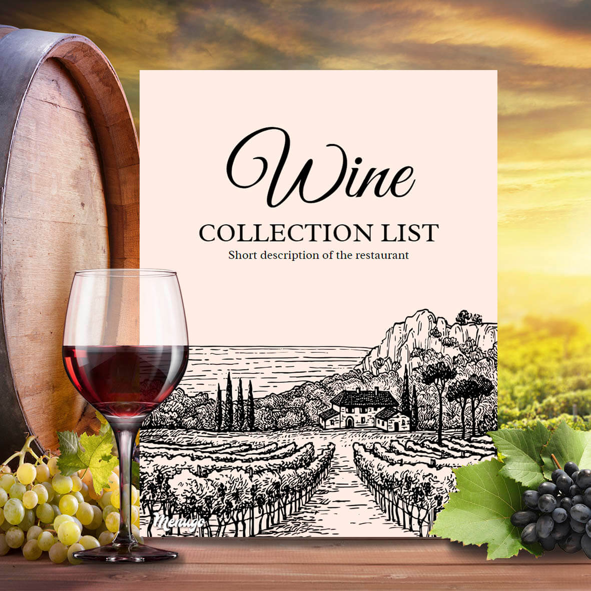 Menugo - Rose Wine List Menu Template